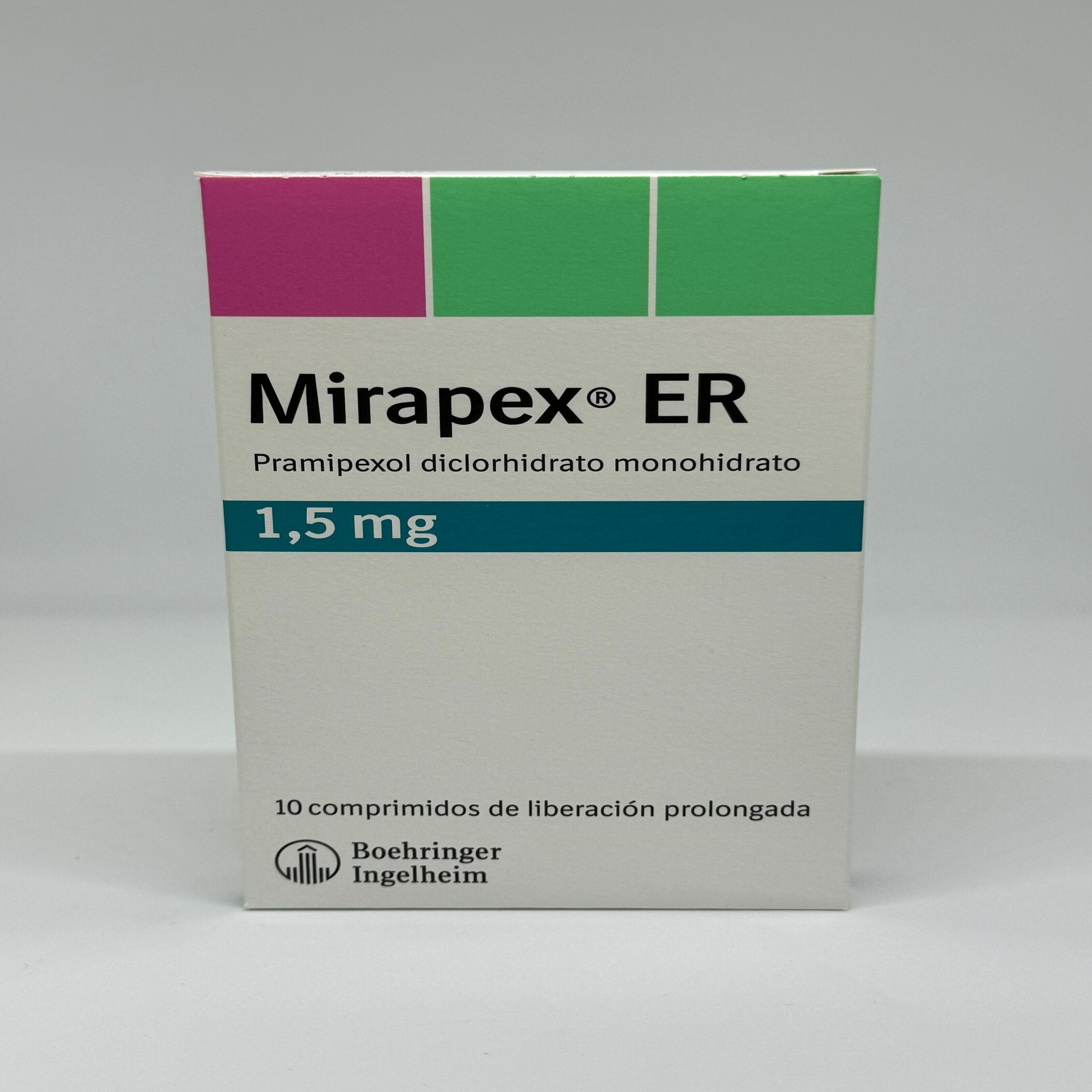 Mirapex Er Pramipexol Diclorhidrato 1.5 Mg Caja X 10 Comprimidos Boehringer - AXA lo tiene