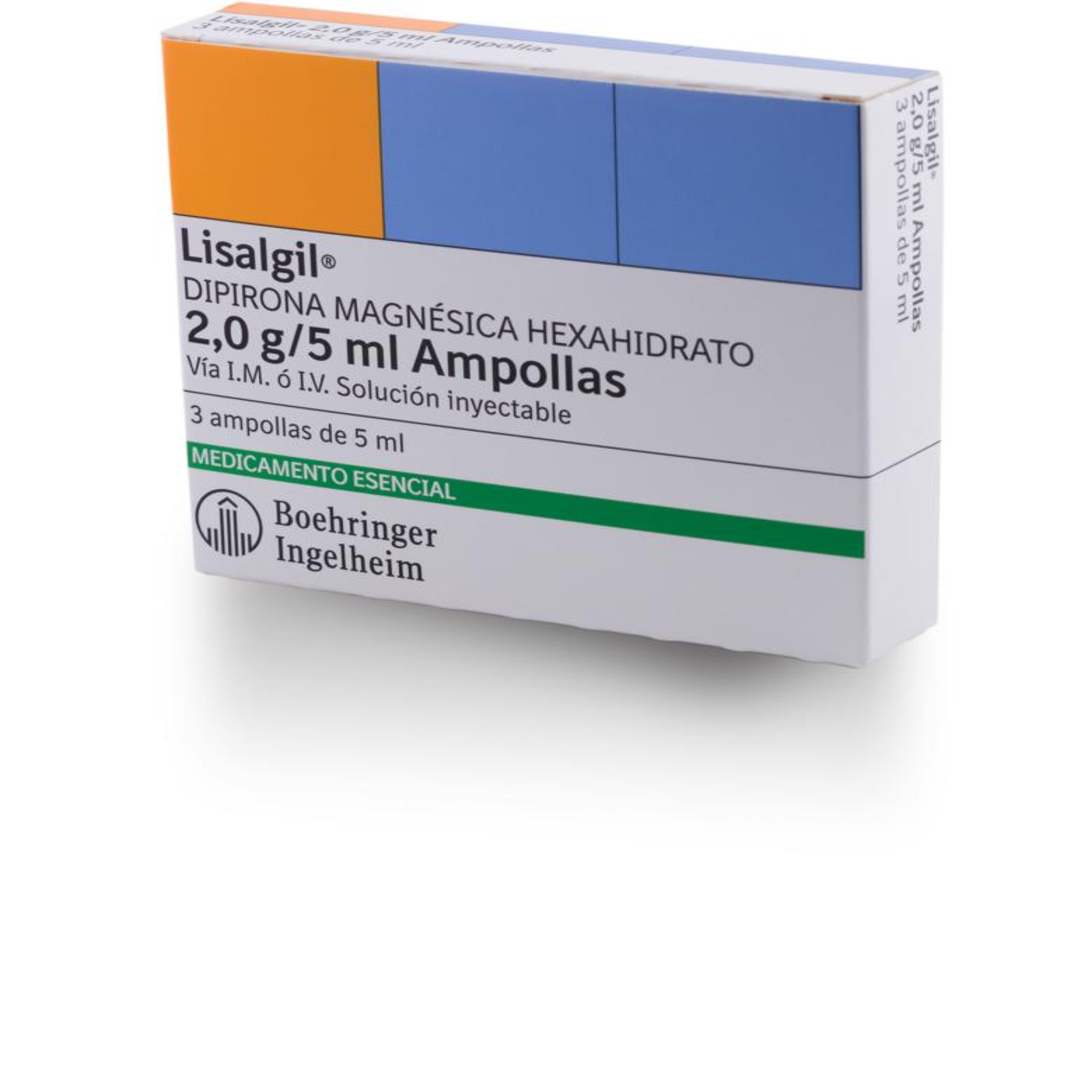 Lisalgil Dipirona Magnesica 2 Gr/ 5 Ml Caja X 3 Ampollas Solución Inyectable Boehringer - AXA lo ...