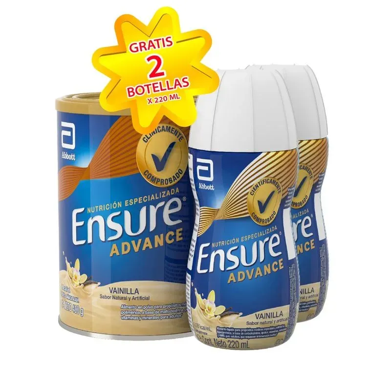 Ensure Advance Vainilla 400g + Frasco 220ml | Axalotiene - AXA lo tiene
