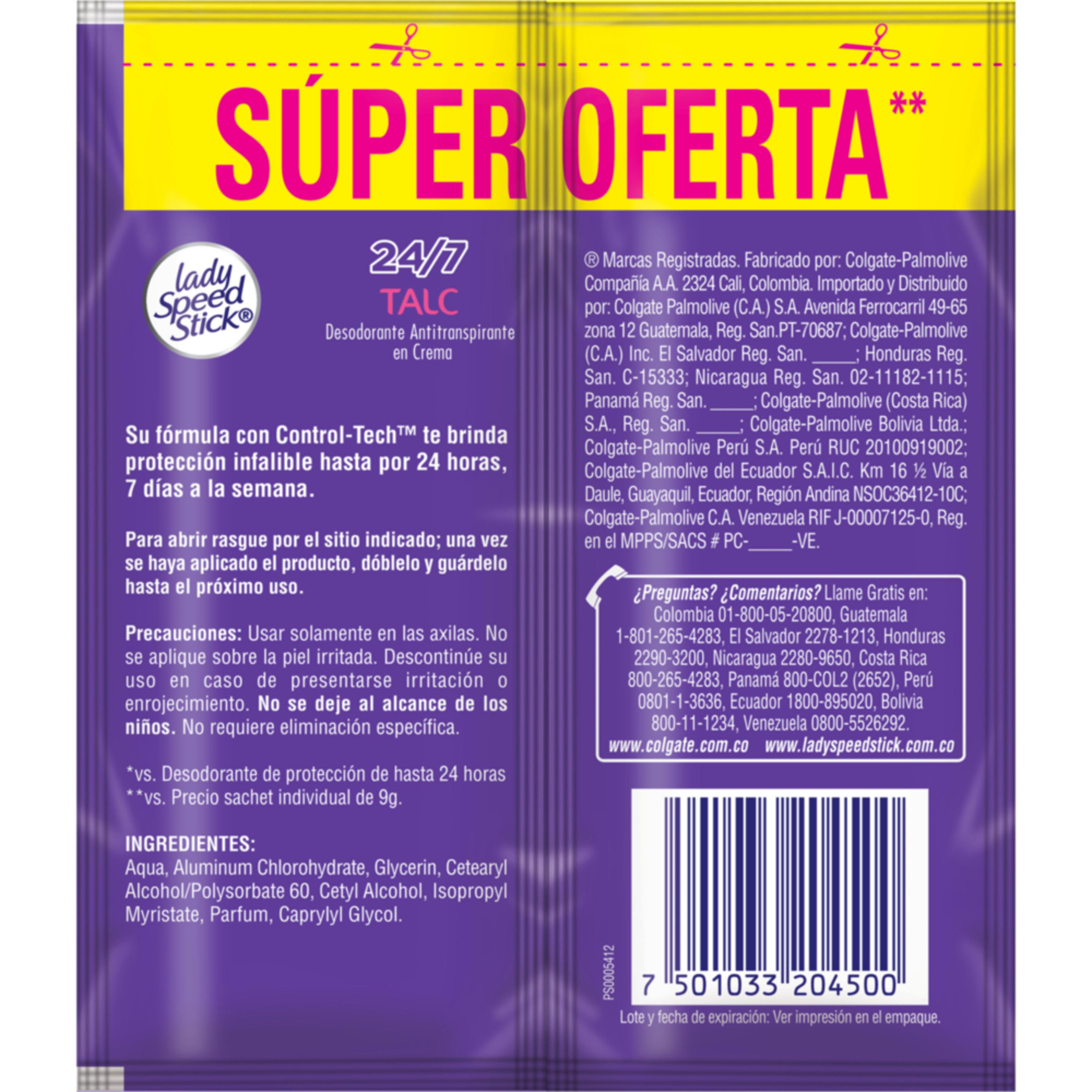 Desodorante Lady Duo Crema Caja X 18 Sobres 2 Sachet 18 Gr Colgate ...