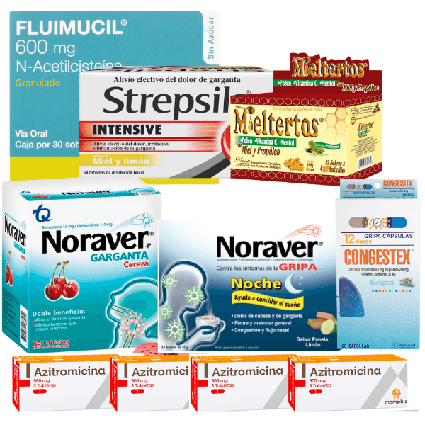 Combo Garganta Fluimucil Vick Strepsils | Axalotiene - AXA lo tiene